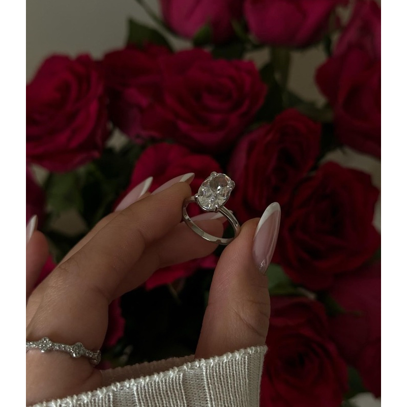 แหวนเงินแท้ S925 Zircon 8A 3.5กะรัต ละเอียดมาก ชุบทอง 18K สไตล์คลาสสิค - medusa.jewelry - ThaiPick