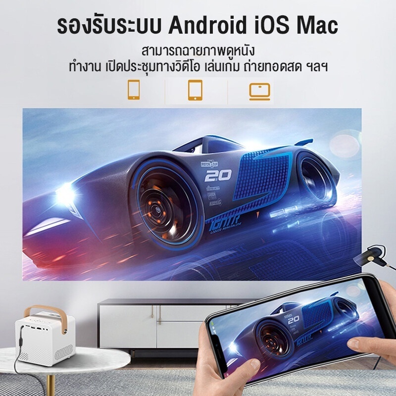 MONOZ โปรเจคเตอร์ Y8 Projector 4k Android 11.0 LCD 1080P 6000 lumens ...