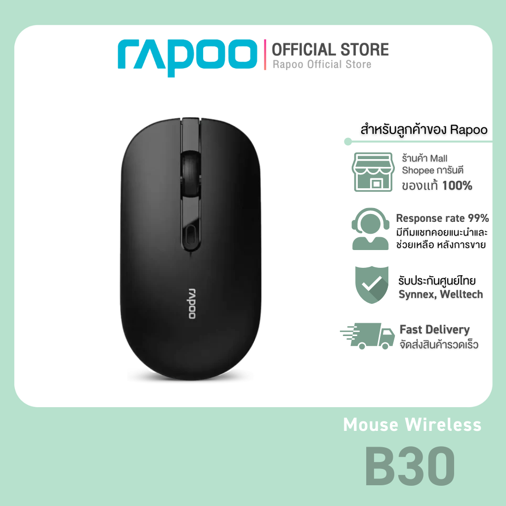 Rapoo รุ่น B30 Silent Wireless Optical Mouse เมาส์ (MS-B30-BK) - Rapoo ...