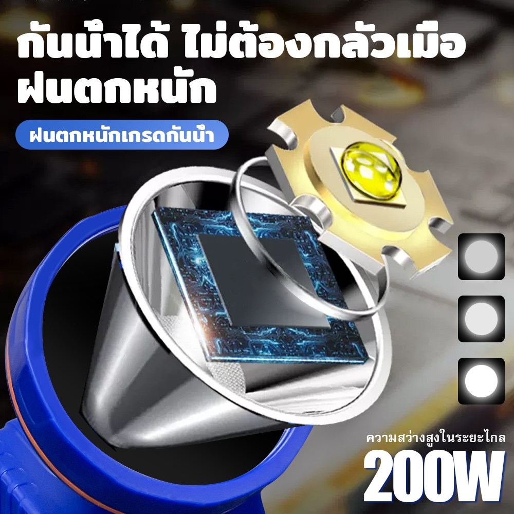 VJP ไฟคาดหัว กันน้ำไฟฉายคาดหัว แบตเตอรี่ ไฟส่องสว่างทางไกล LEDไฟคาดหัวแรงสูง 100W สามารถใช้งาน ...