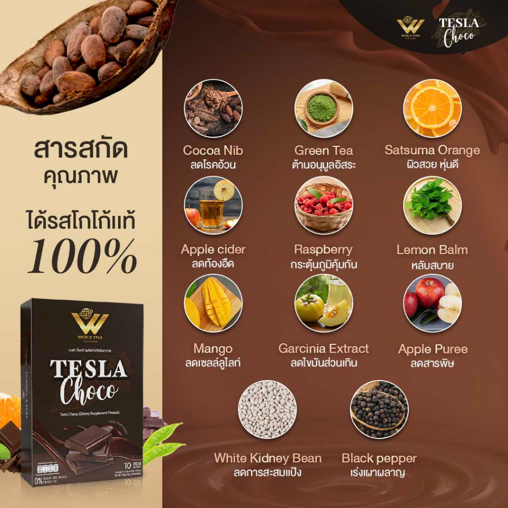 Cocoa โกโก้แท้จากฝรั่งเศส Tesla Choco ควบคุมน้ำหนัก ต้านอนุมูลอิสระ ...