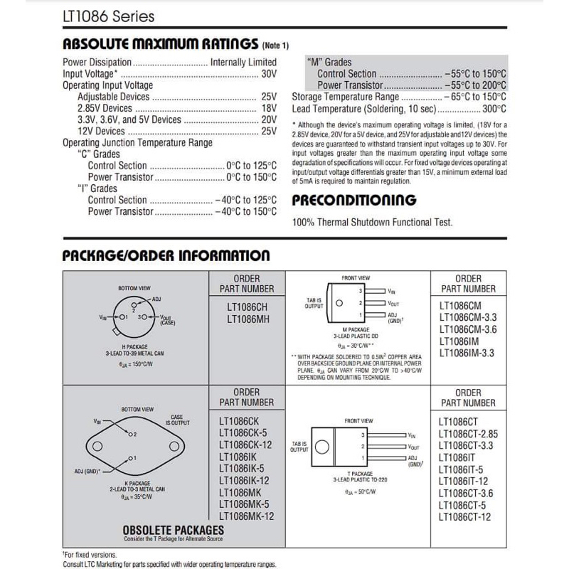 LT1086CT LT1086CT-5 Integrated Circuit Regulator LT1086 LINEAR ...