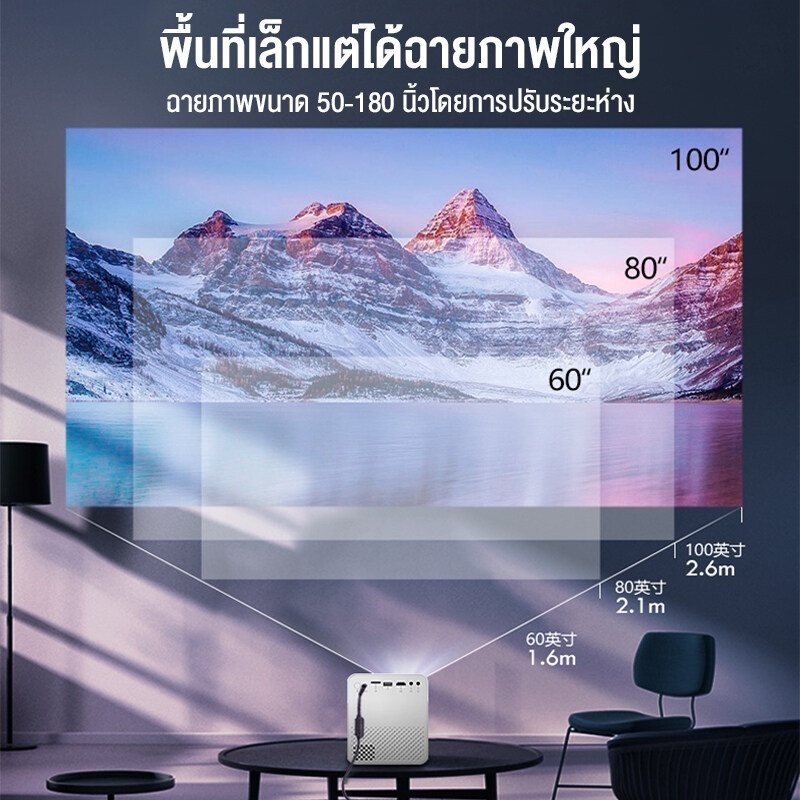 MONOZ โปรเจคเตอร์ Y8 Projector 4k Android 11.0 LCD 1080P 6000 lumens ...