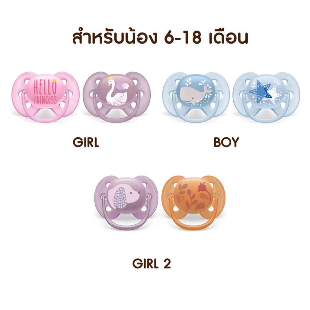 PHILIPS AVENT จุกนมหลอก รุ่น Ultra soft (แพ็คคู่) ผิวสัมผัสนิ่ม ยืดหยุ่นได้ดี - PUMPNOM - ThaiPick