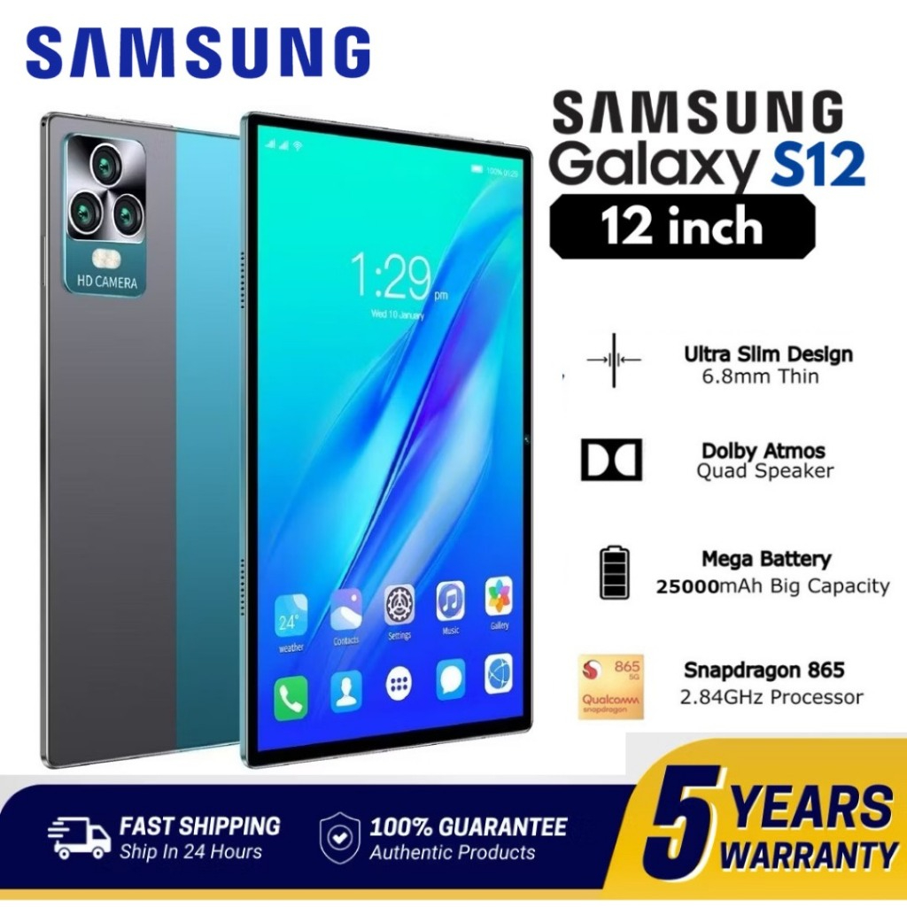 Samsung 5G Dual SIM+Wifi 5Gแท็บเล็ต Samsung S12 12นิ้วAndroid 12.0 ...