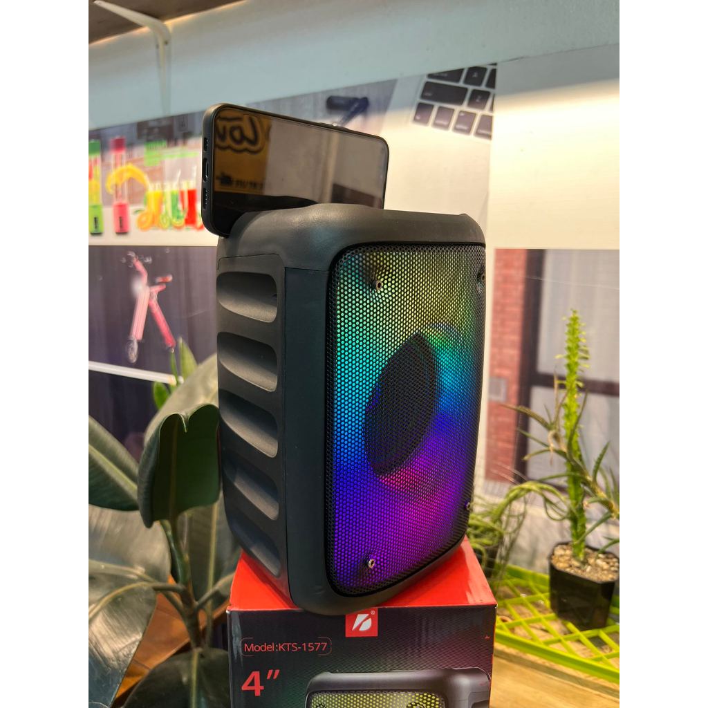 ลำโพงบูลทูธ KTS-1577 ดอก4นิ้ว มีAUX ปรับไฟ-ปิดไฟได้ วางมือถือได้ แบตในตัว เสียงดี - ommgshop ...