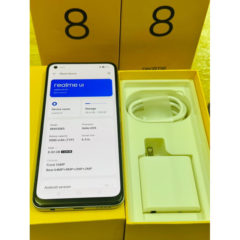 Realme 8 4G 8/128 เครื่องตัวโชว์ศูนย์ไทย สภาพดี รอยน้อย กล่องแกะซีล ...