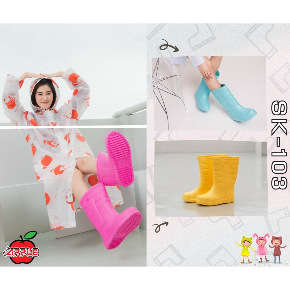 ลด 45.- พิมพ์ TRYITOCT Red Apple รองเท้าบู๊ทกันน้ำ รุ่น SK103 ไฟล่อนสูง 13 นิ้วเบามาก ไซส์ 9-12. ...