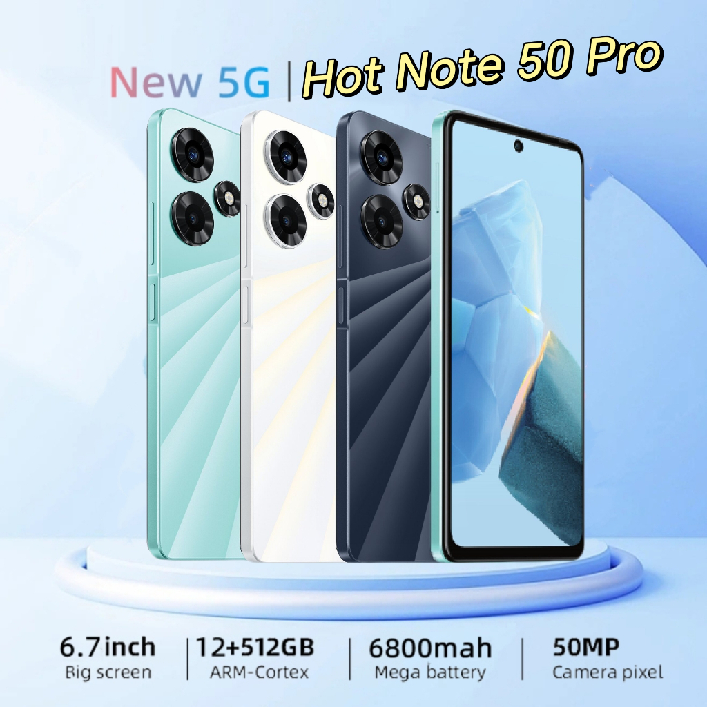 รุ่นฮอตใหม่ปี 2024 Note 50 Pro 5G สมาร์ทโฟนมือถือขนาด 7.5 นิ้ว รองรับ 2 ...