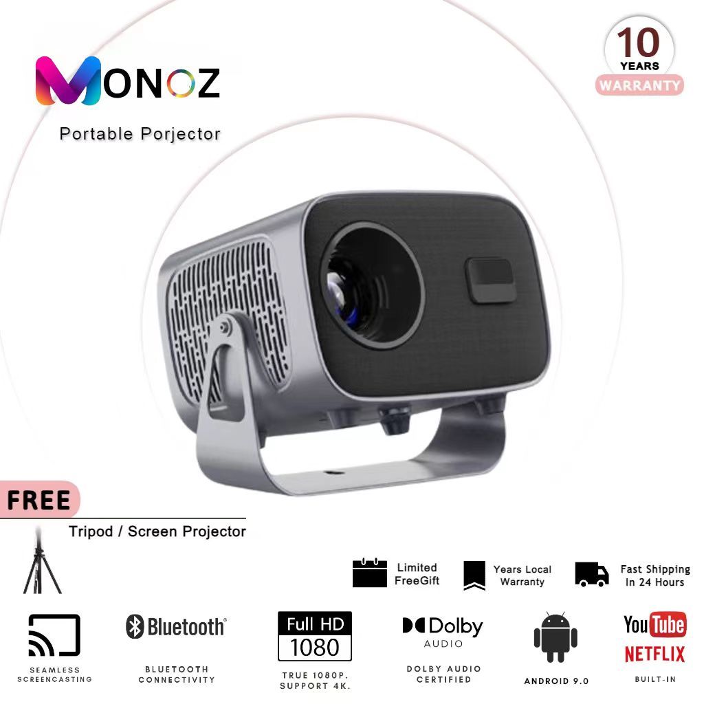 Monoz officialโปรเจคเตอร์ A10 โปรเจคเตอร์สไตล์บ้าน โครงการโฮมเธียเตอร์ ...