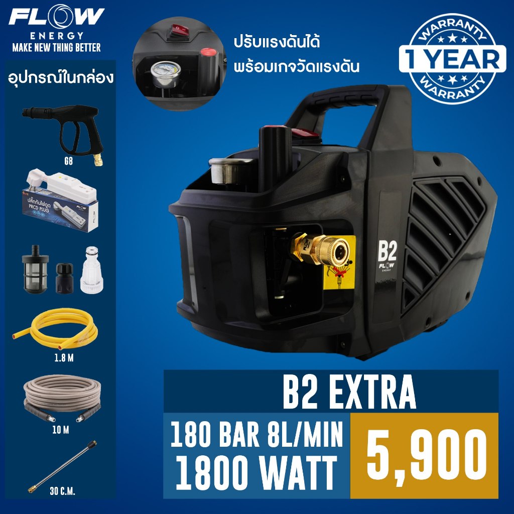 เครื่องฉีดน้ำปรับแรงดันได้ Flow Energy ถูกที่สุด พร้อมโปรโมชั่น ส.ค. ...
