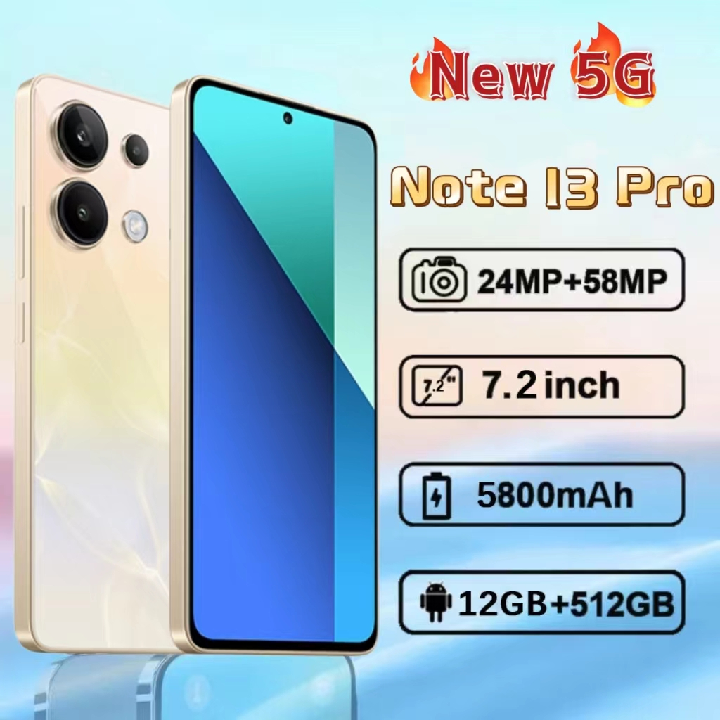 ใหม่ Note 13 Pro + Plus 5G สมาร์ทโฟน 16GB + 512GB 120Hz 200MP Triple กล้อง OTA GooglePlay COD ...