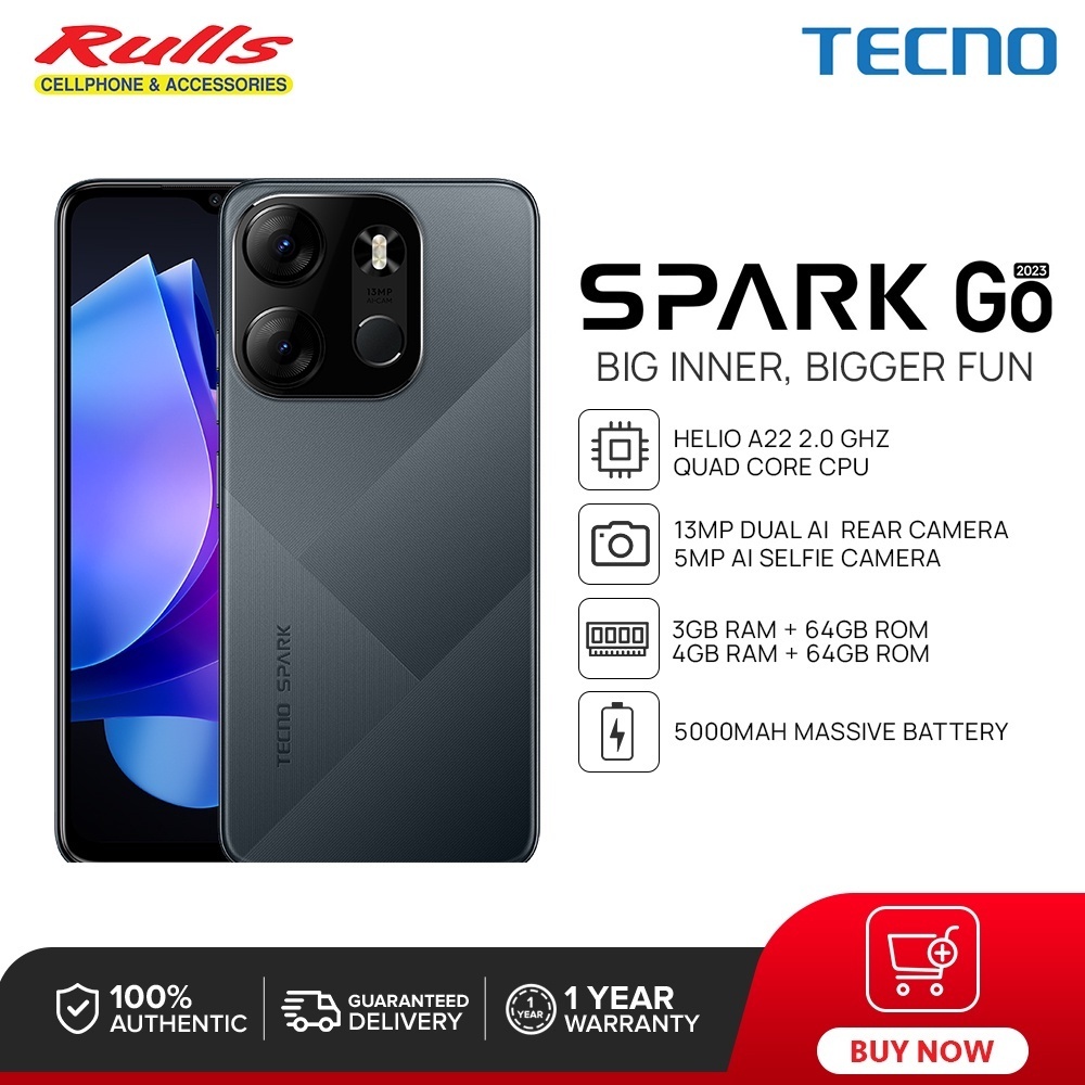 Tecno Spark Go ( 8GB RAM + 128GB ROM | 4GB RAM + 128GB ROM ) - Octa-Core - 16MP Clear Rear ...