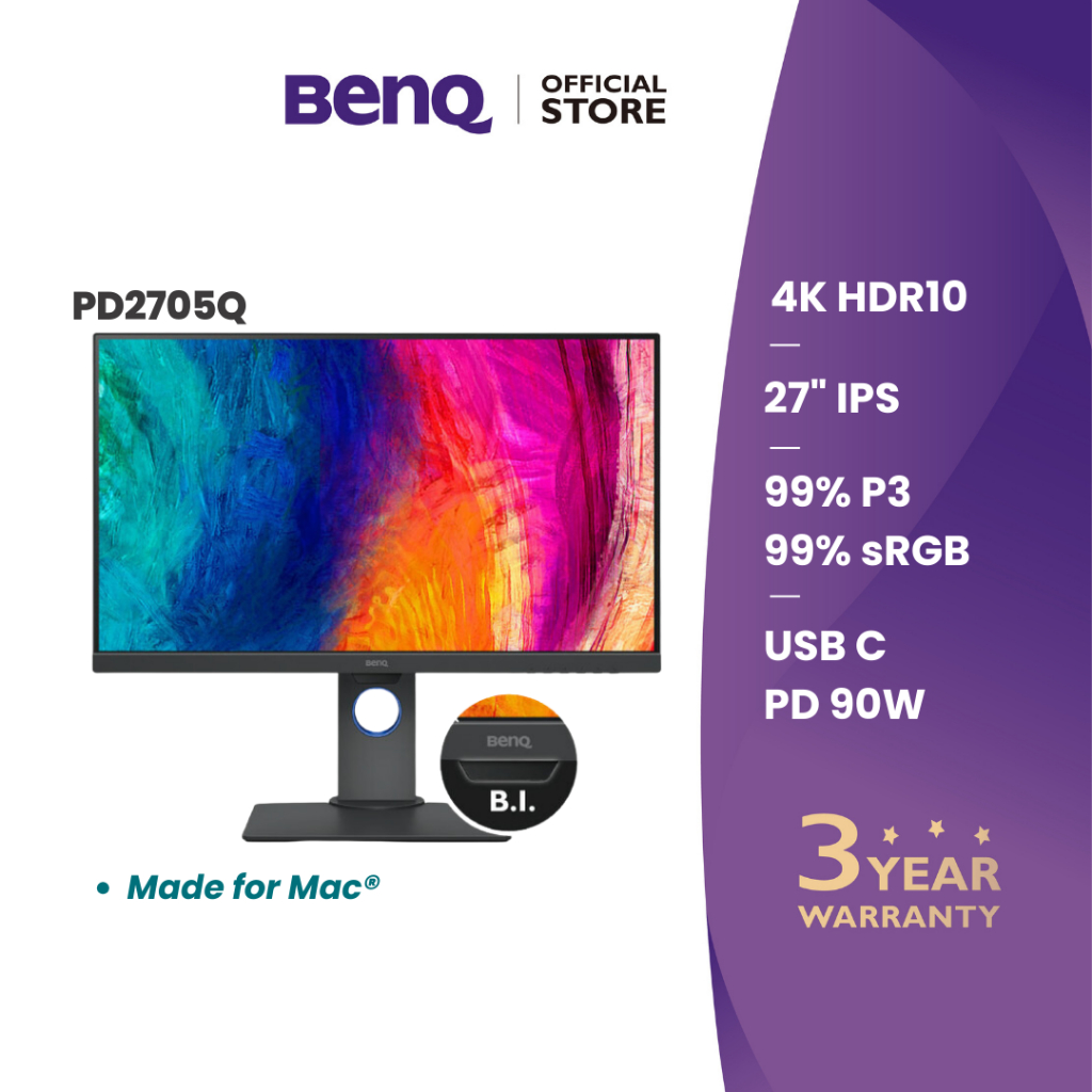 BenQ PD2705Q 27นิ้ว 2K IPS 99% sRGB USB-C Mac-Ready Designer Monitor ...