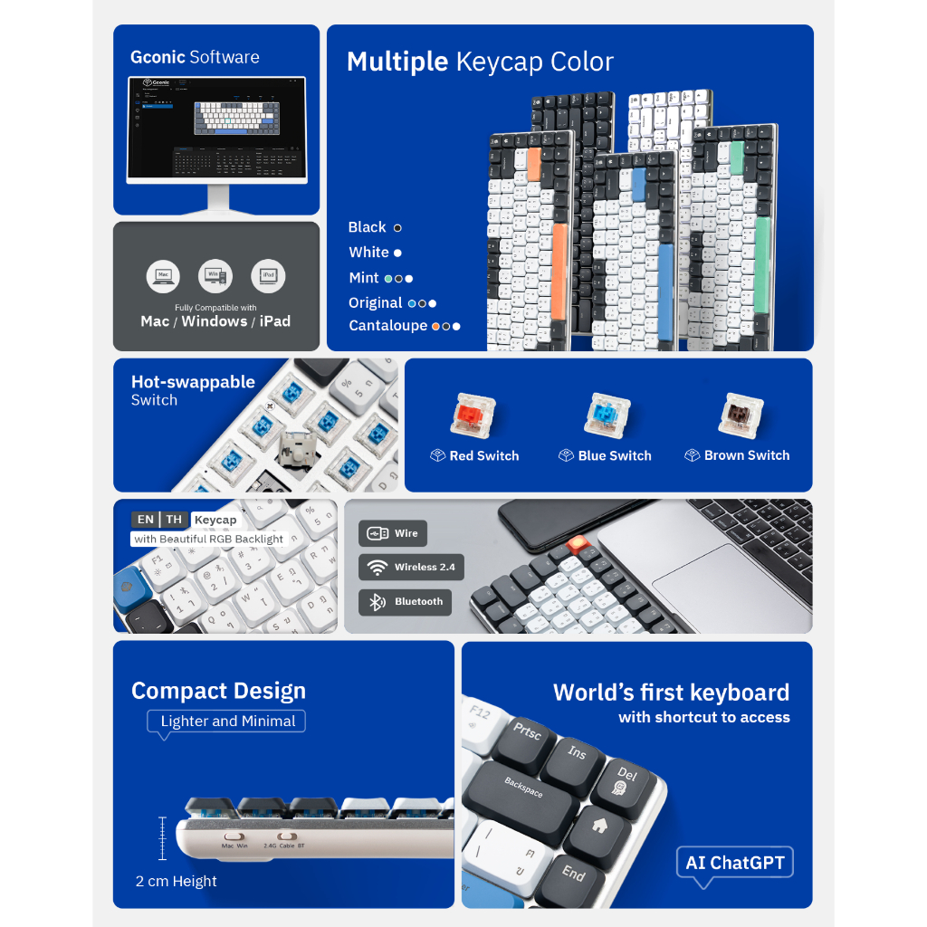 Gconic A75 MK II Ultra Slim Mechanical Keyboard - gconic - ThaiPick