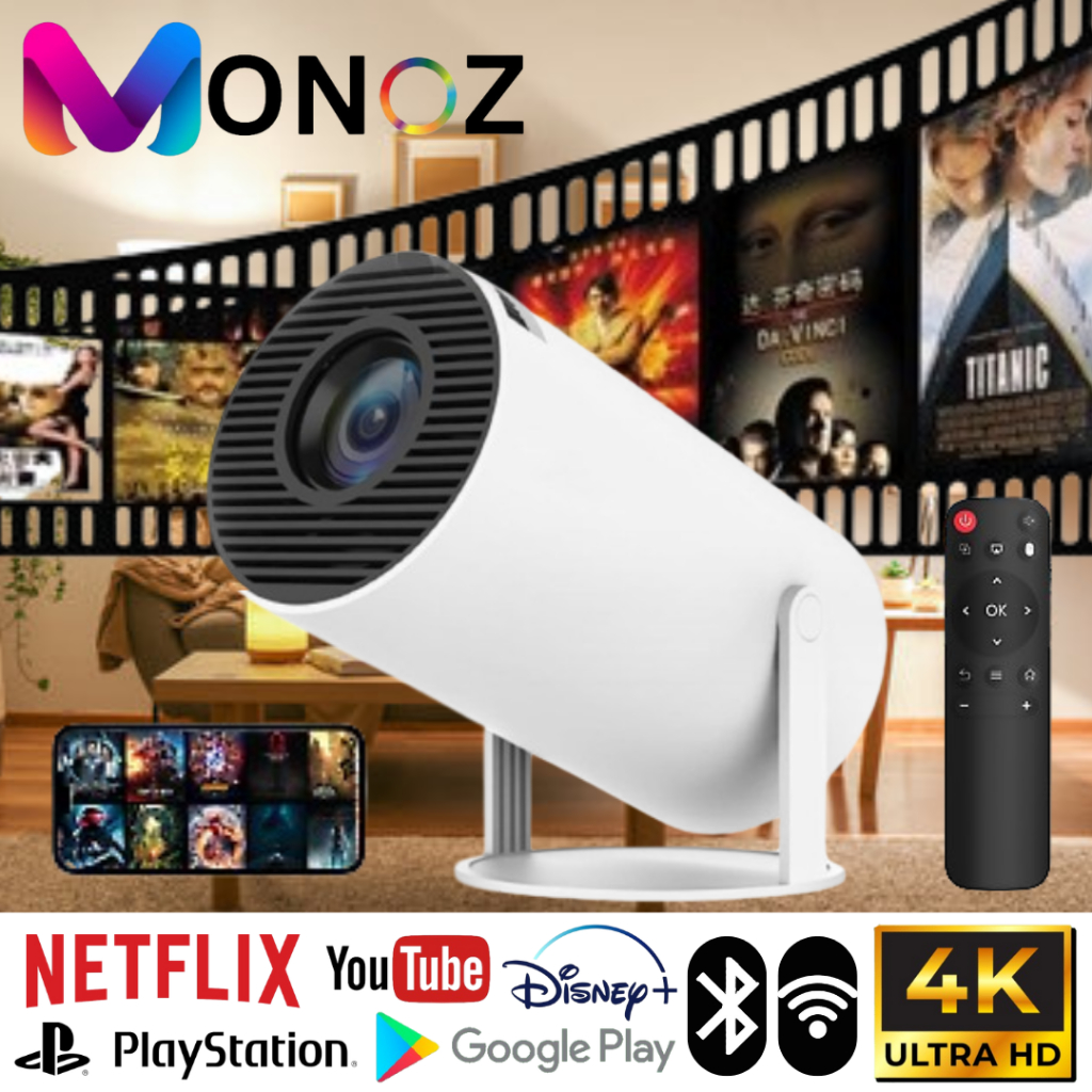 ใหม่ 2024????Monoz Projector HY300 จอภาพ 4k Android 11.0 LCD 1080P 6000 ...