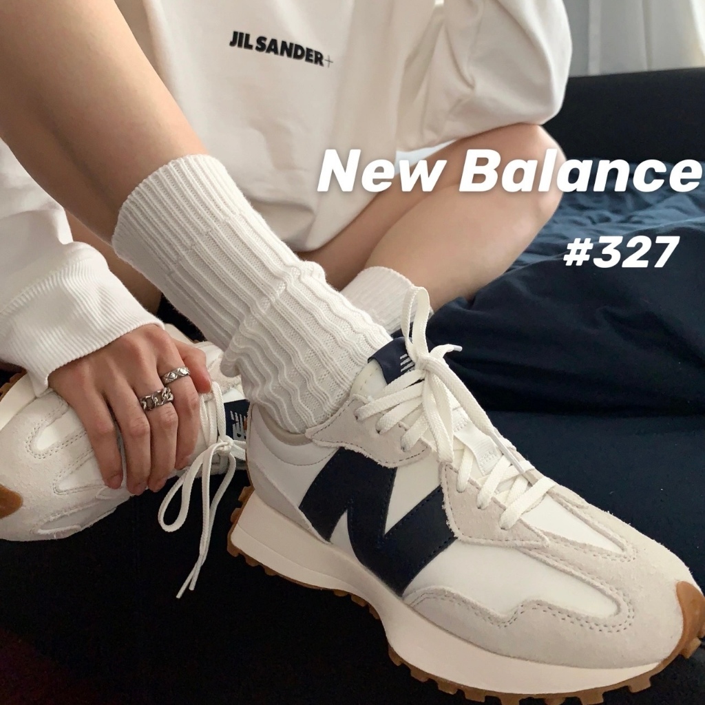 100 ต้นฉบับ New Balance 327 NB รองเท้าผ้าใบ Mens and womens shoesSports ...