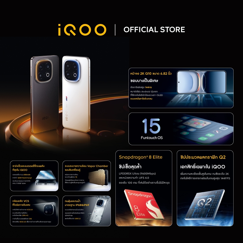 [New] iQOO 13 5G (16+16/512GB) ไอคูล Snapdragon 8 Elite+Chip Q2 | 6150mAh+120w | 2K 144Hz Ultra ...