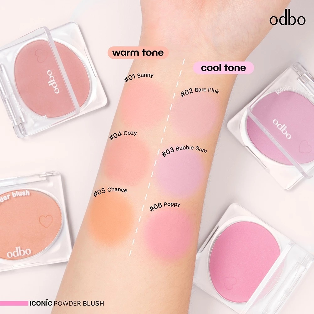 ถูก/แท้/มีไลฟ์ บลัชออน ODBO Iconic Powder Blush บลัชไอโคนิค บลัชเนื้อฝุ่น ปัดแก้ม เนียนนุ่ม พิกเ ...