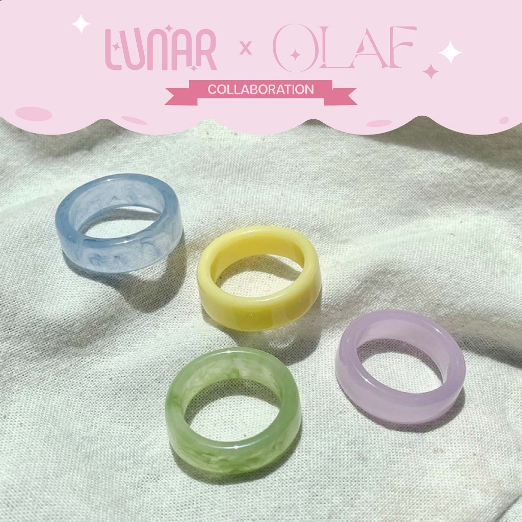 [ ซื้อ 2 คู่ รับฟรี! ] Resin ring แถมฟรี 2 วง (collaboration w/OLAF ...