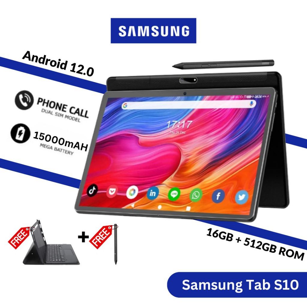 Samsung Galaxy Tablet S12 {16GB RAM + 512GB ROM} Smart Tablet Android ...