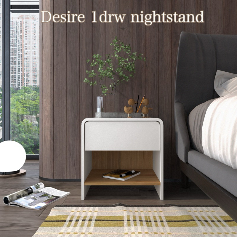 Tomato Home ตู้ข้างเตียงไม้ Desire 1drw bedside table กว้าง45ซม | Nightstand โต๊ะข้างเตียงมินิมอ ...