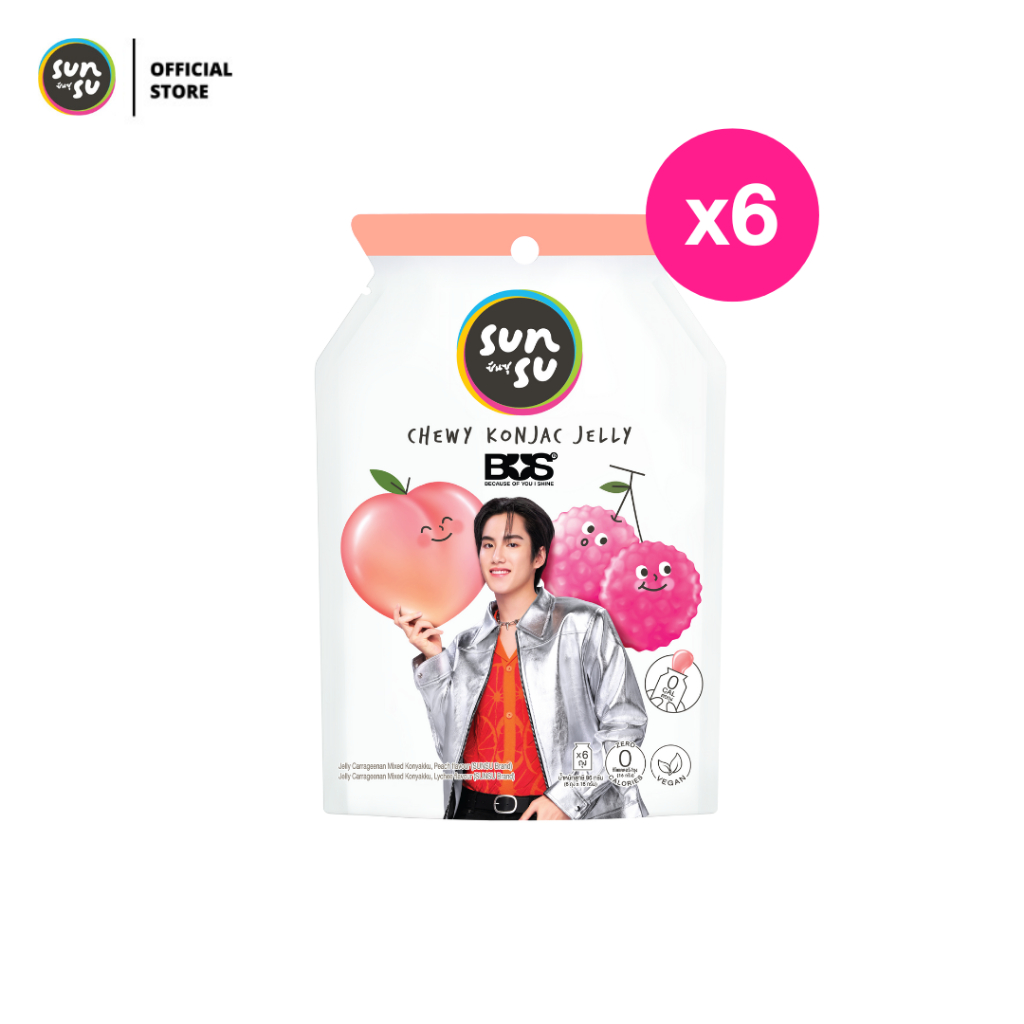(แพ็ก 6) Sunsu ซันซุเยลลี่กลิ่นพีช & ลิ้นจี่ จำนวน 6 ซอง - Sunsu Shop - ThaiPick