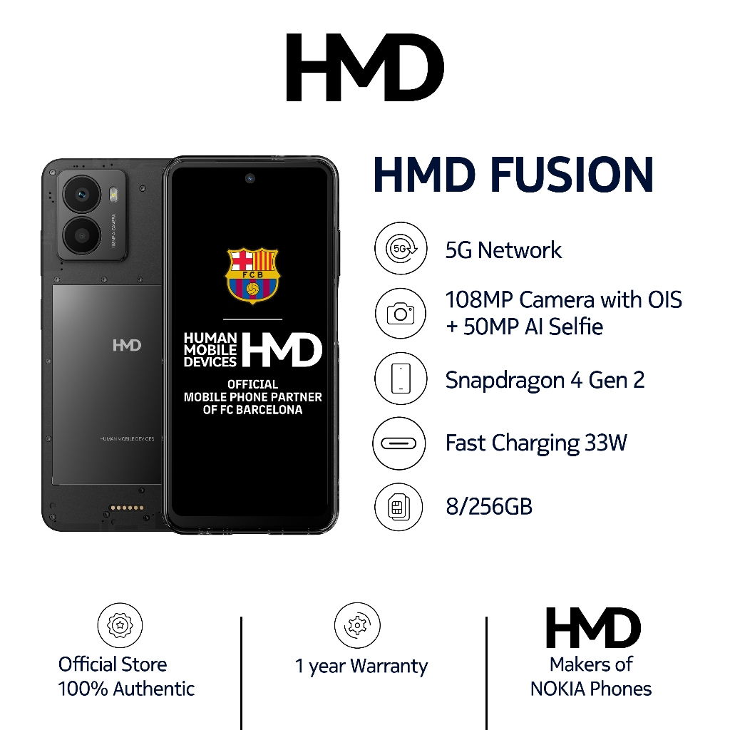 HMD HMD FUSION 5G (8/256) จอขนาด 6.56" แบตเตอรี่ 5000 mAh กล้องหน้า 50 MP - YAS Official Store ...