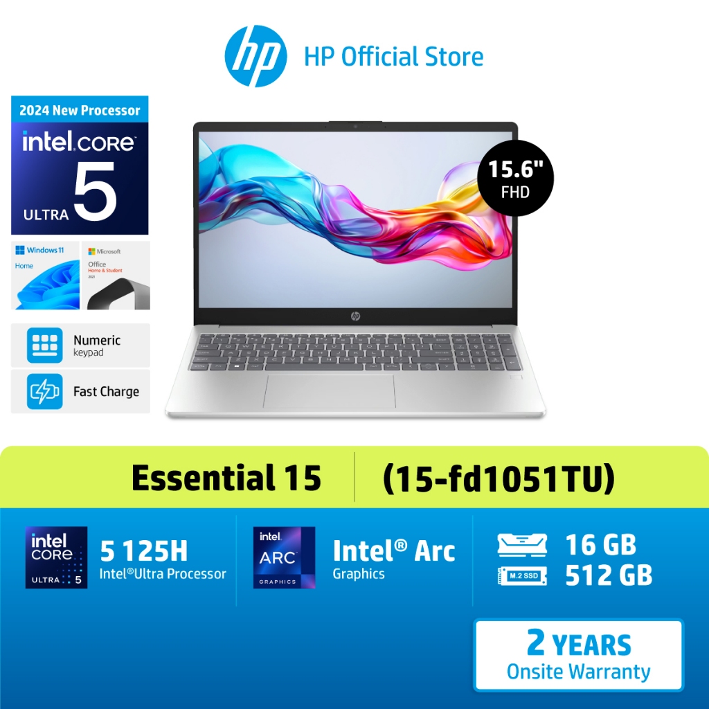 HP Notebook 15-fd1051TU/ Ultra 5 125H/ Intel Graphics/ 16GB /512GB/ Win11/ MS 21/ 2Yrs โน๊ตบุ๊ค ...