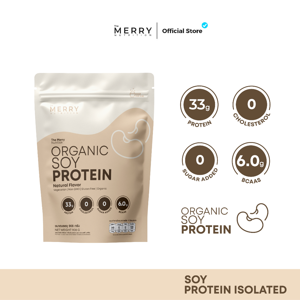[ NEW ] Merry Soy Protein Isolated (โปรตีน ไอโซเลต จากถั่วเหลือง) : 1 ถุง 908g. [ 23 Servings ...
